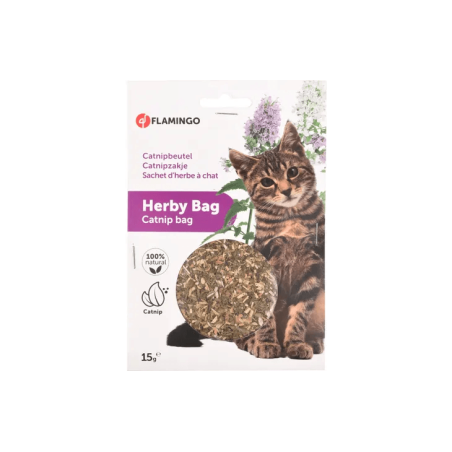 SACHET HERBE A CHAT A BASE DE CATNIP - FLAMINGO